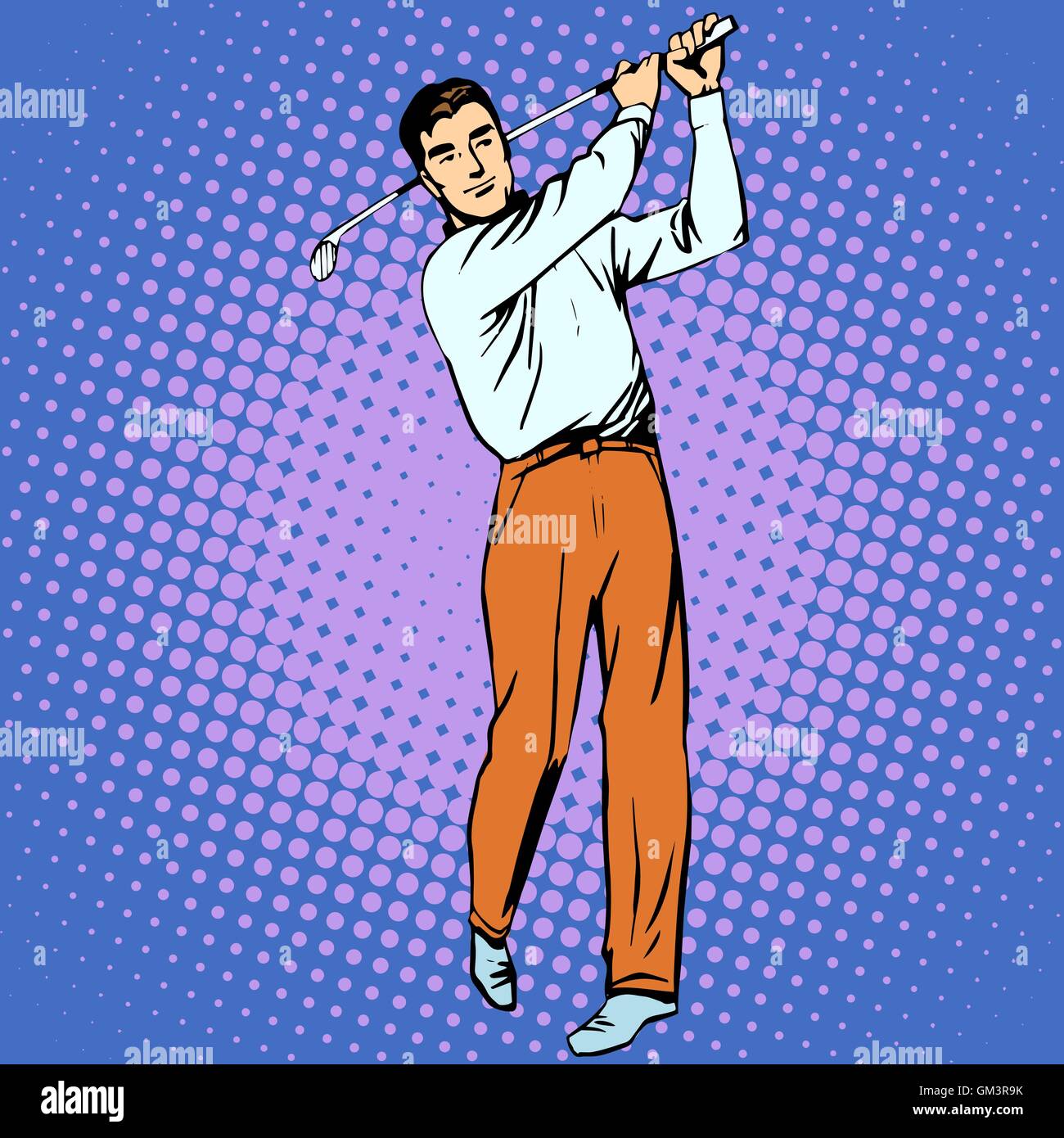Handsome man playing Golf retro style pop art Stock Vector Image & Art ...