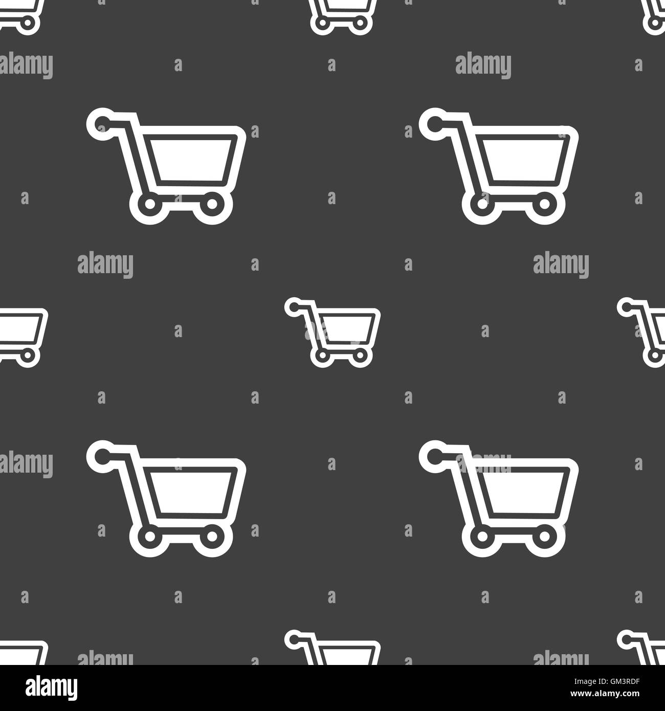 shopping cart icon sign. Seamless pattern on a gray background. Vector ...
