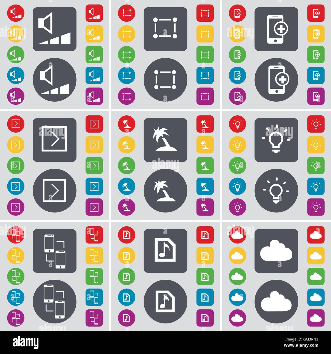 Volume, Frame, Smartphone, Arrow right, Palm, Light bulb, Connection ...