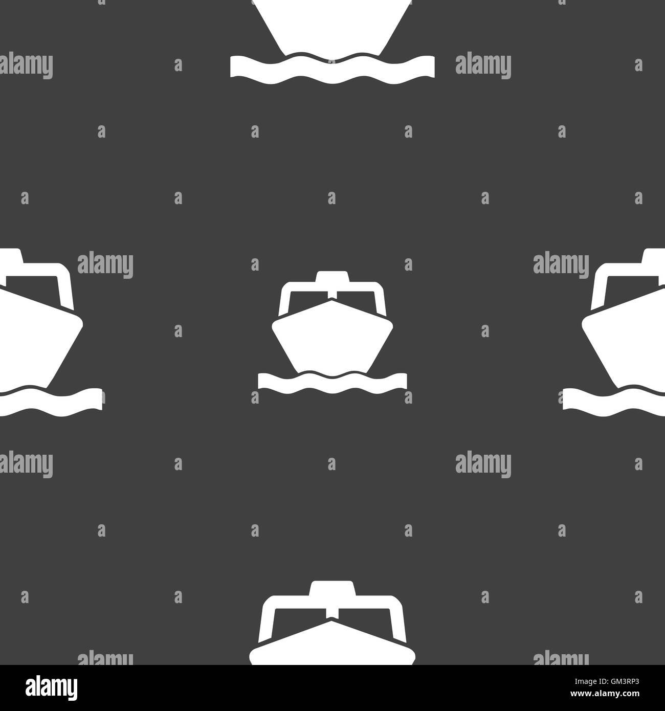 the boat icon sign. Seamless pattern on a gray background. Vector Stock ...