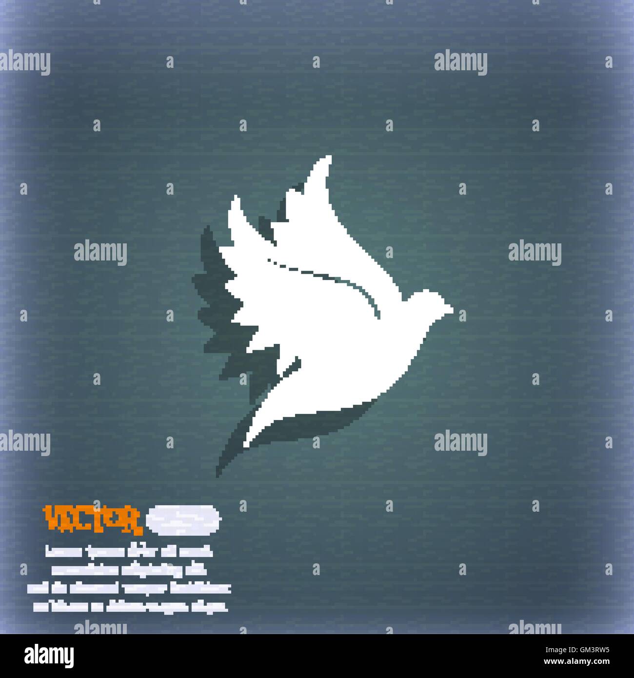 Dove icon symbol on the blue-green abstract background with shadow and ...