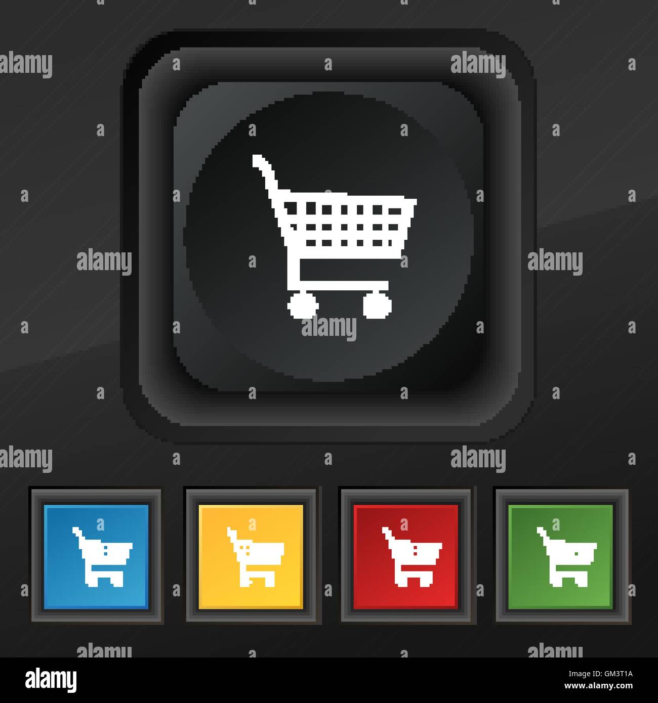 shopping cart icon symbol. Set of five colorful, stylish buttons on ...