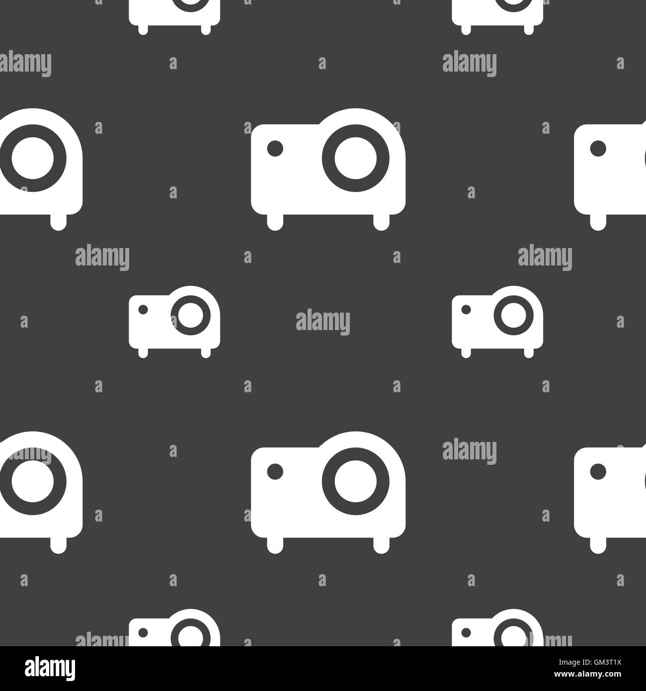 projector icon sign. Seamless pattern on a gray background. Vector ...