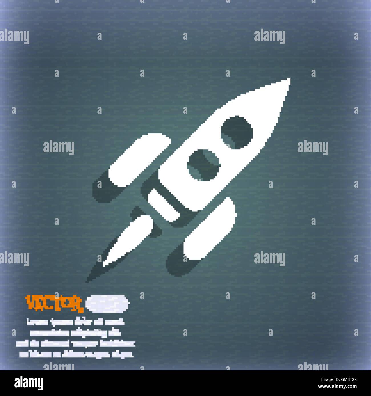 Rocket icon symbol on the blue-green abstract background with shadow ...