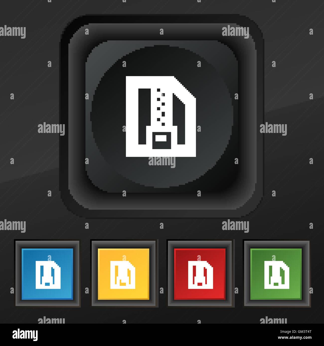 Archive file, Download compressed, ZIP zipped icon symbol. Set of five ...