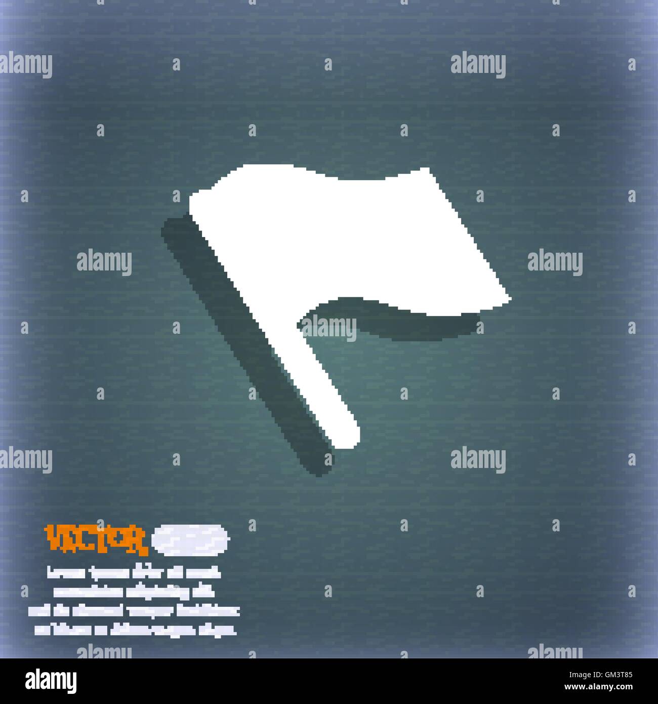 Finish, start flag icon symbol on the blue-green abstract background ...