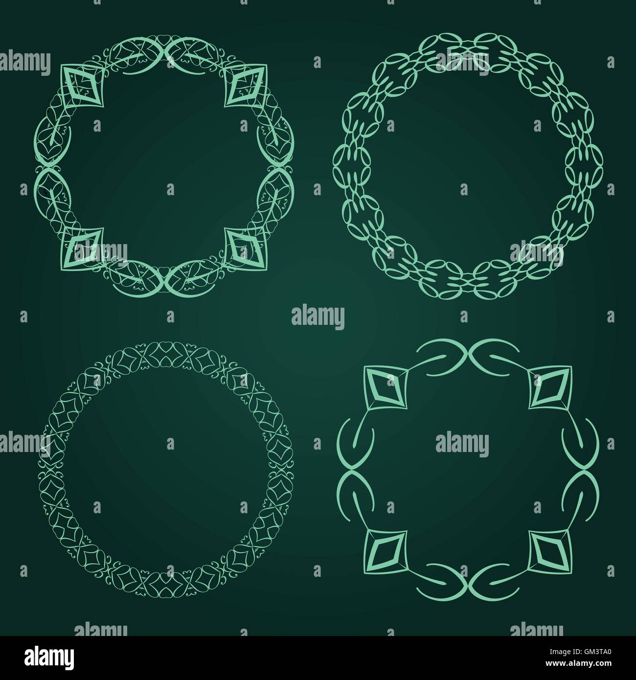 Vector set of calligraphic circle frames. Vintage design elements Stock ...