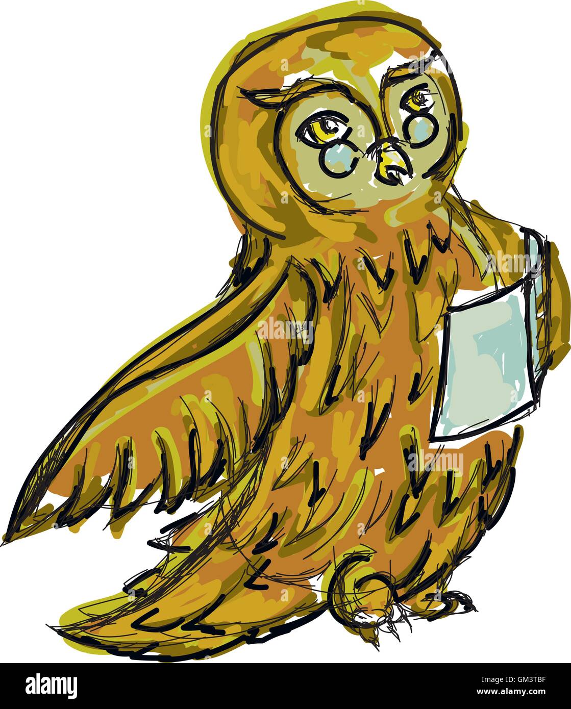 Drawn owl with book Stock Vector Image & Art - Alamy