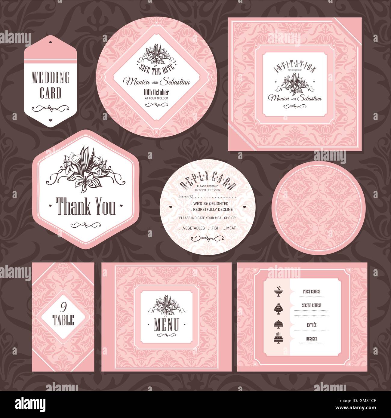 Set of floral wedding cards Stock Vector Image & Art - Alamy