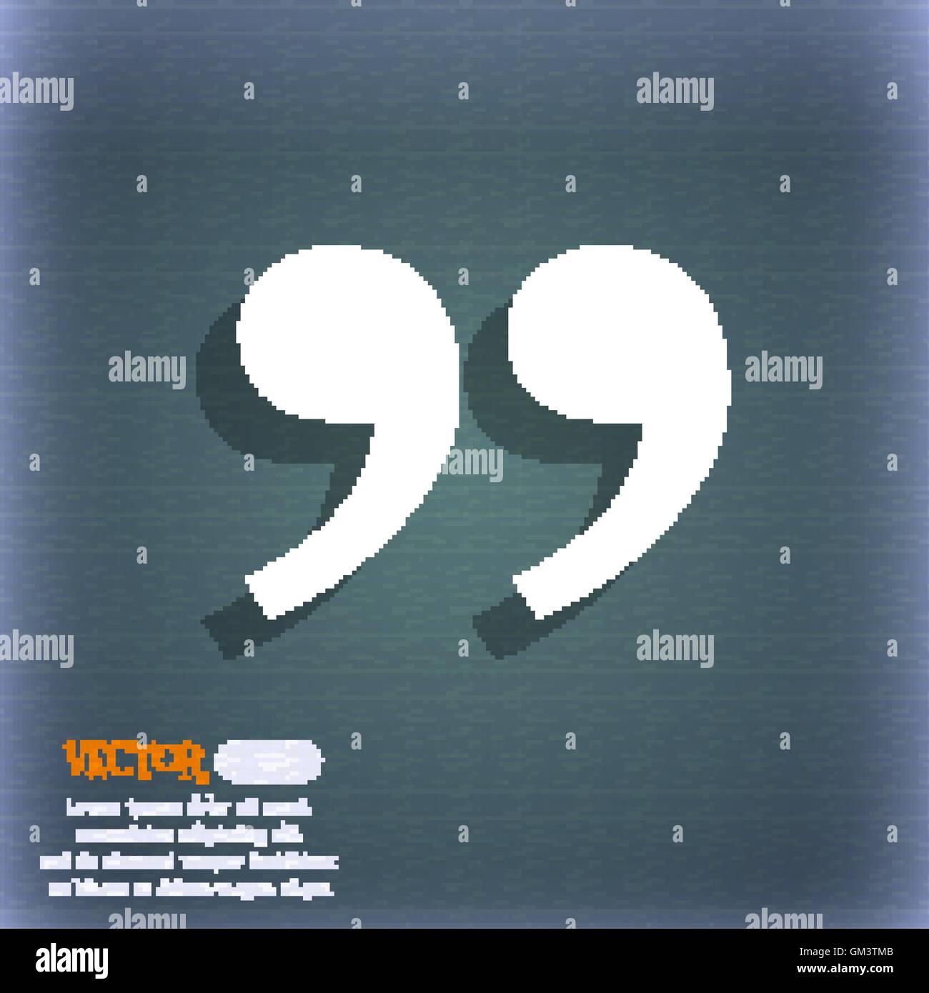 Double quotes at the end of words icon symbol on the blue-green ...