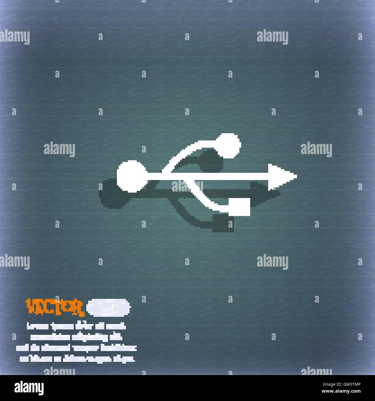 USB icon symbol on the blue-green abstract background with shadow and ...