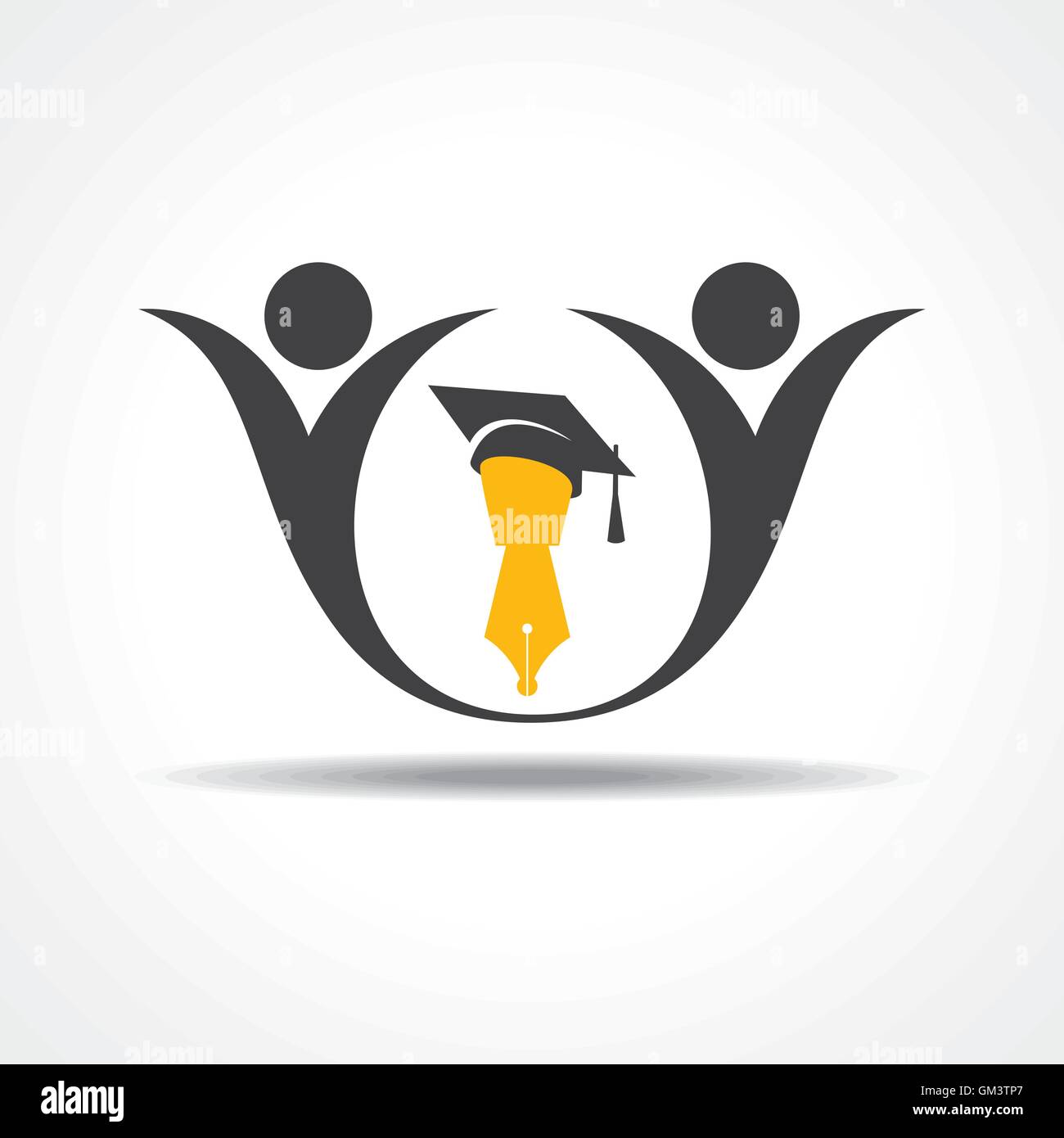 happy students with graduation cap and pen icon. educational symbol stock vector Stock Vector ...