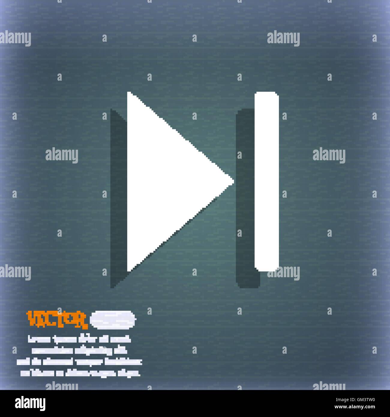 next track icon symbol on the blue-green abstract background with ...