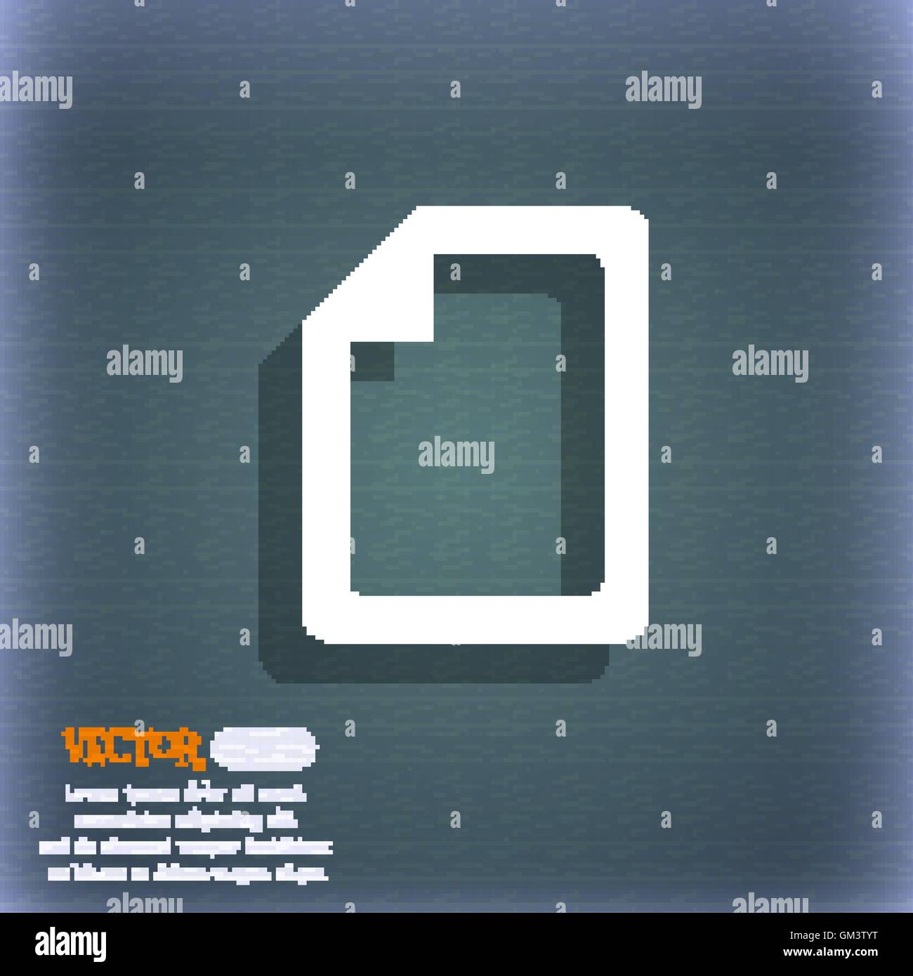 Text file icon symbol on the blue-green abstract background with shadow ...