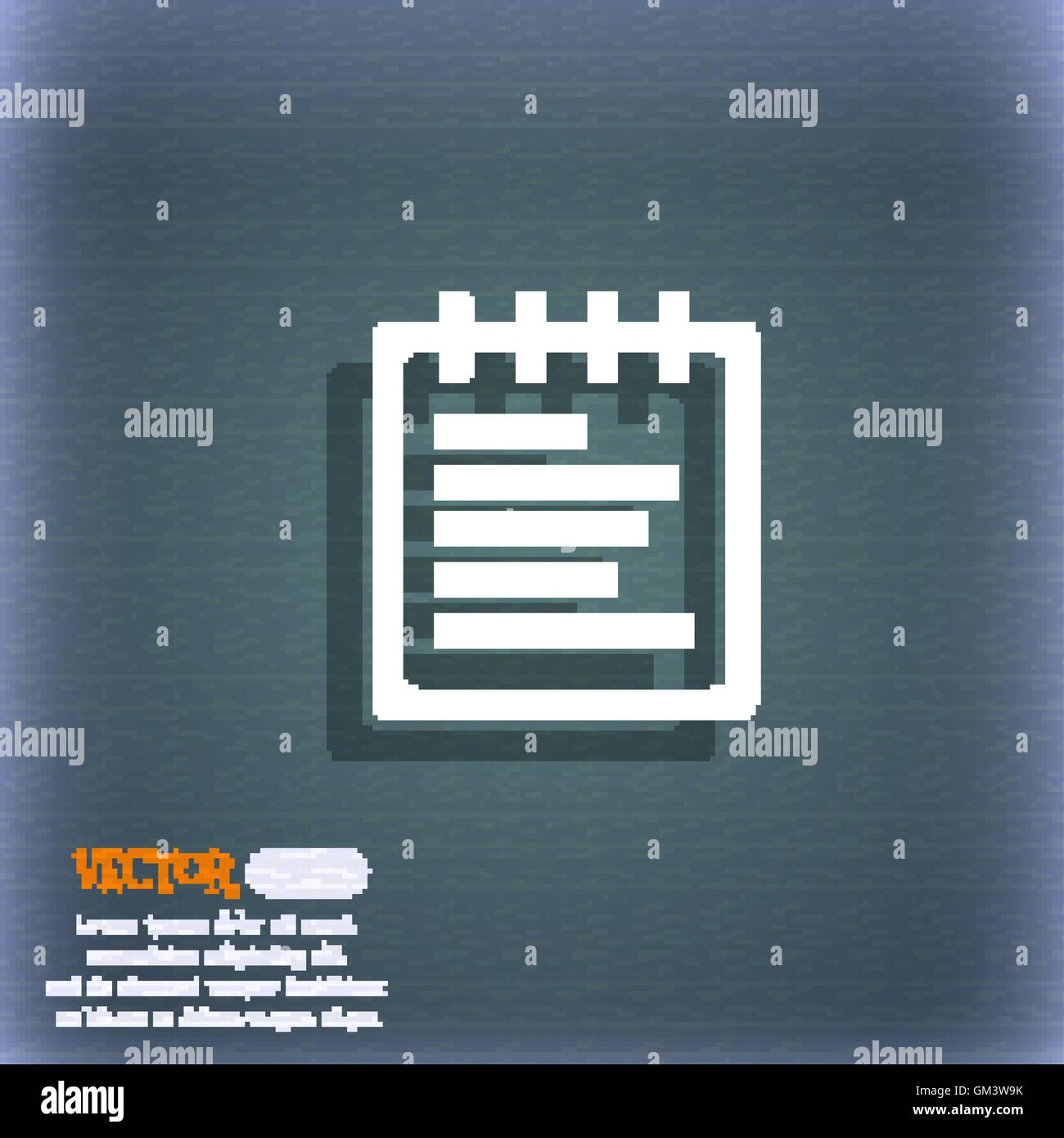 Notepad icon symbol on the blue-green abstract background with shadow ...