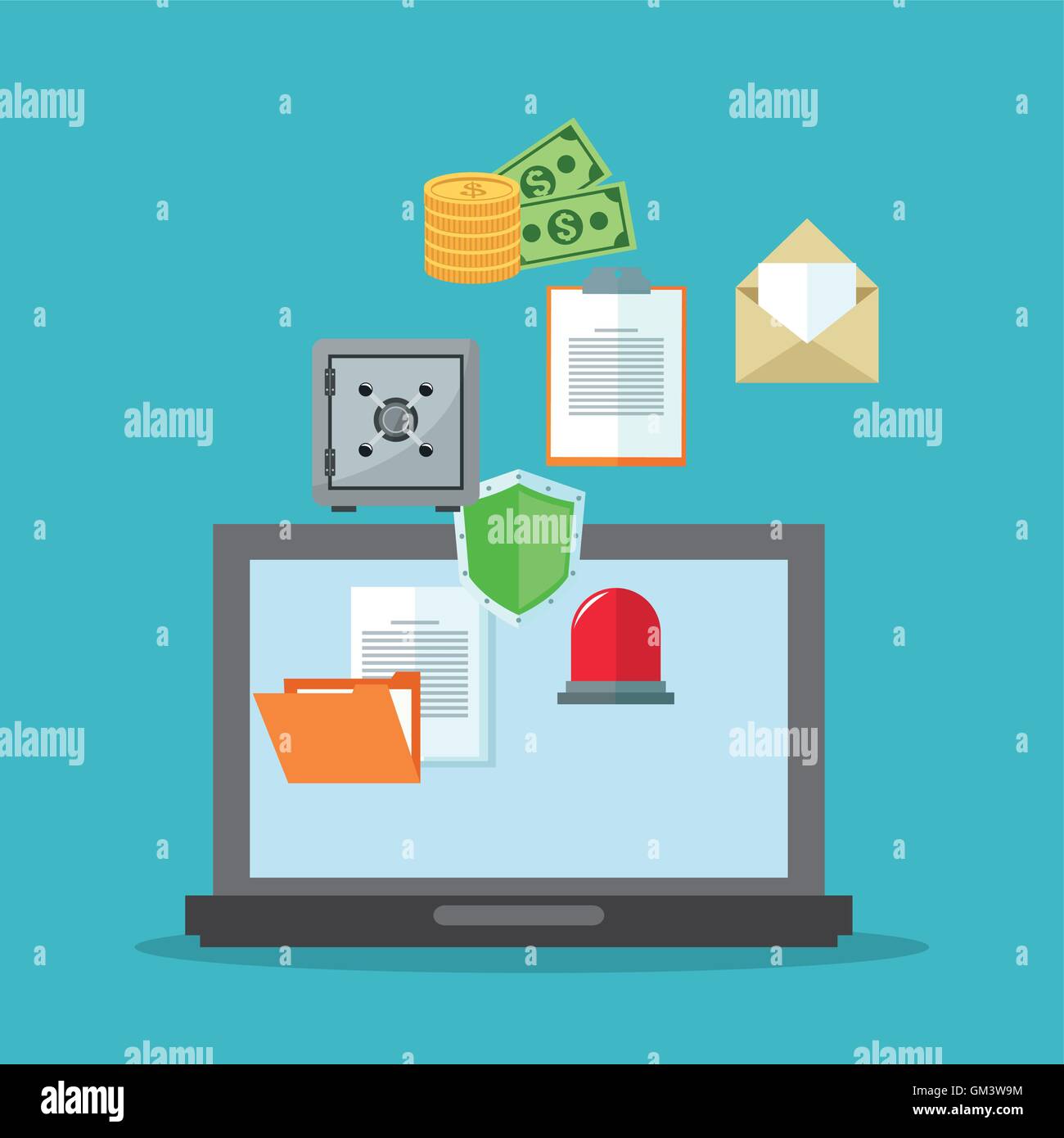 Laptop Cyber Security System Design Stock Vector Image And Art Alamy