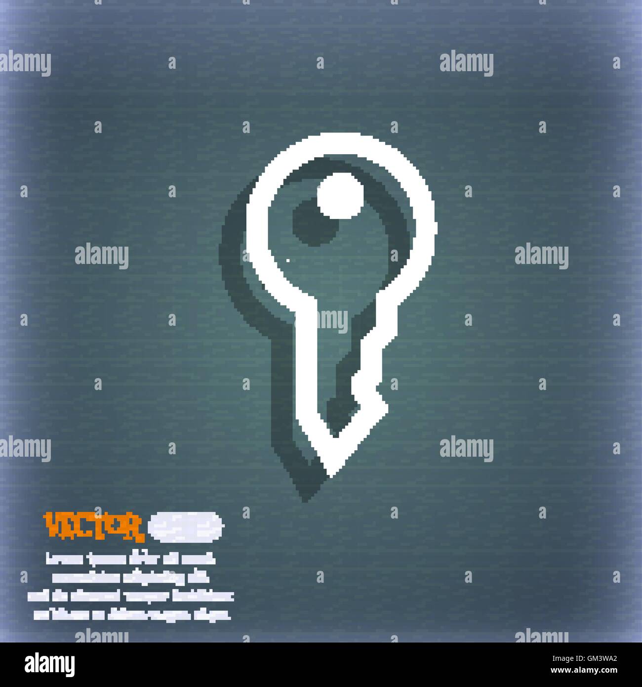 Key icon symbol on the blue-green abstract background with shadow and ...