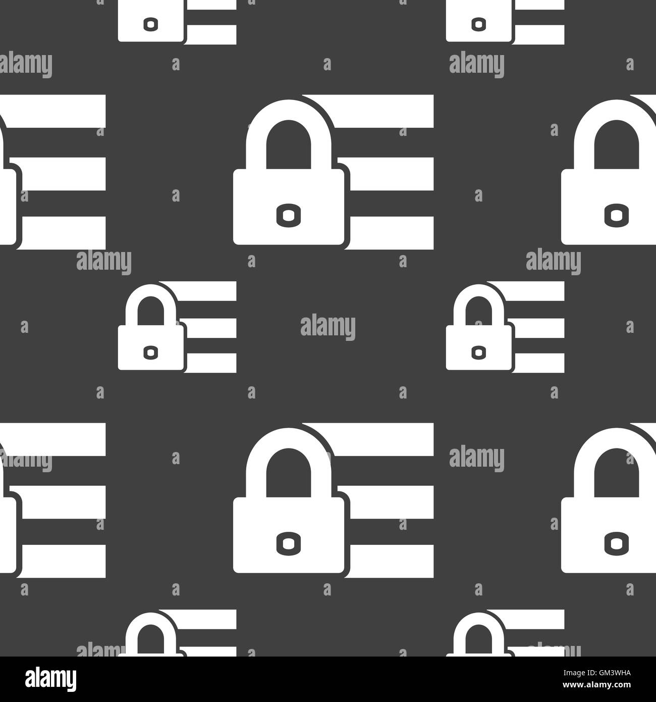 Lock, login icon sign. Seamless pattern on a gray background. Vector ...