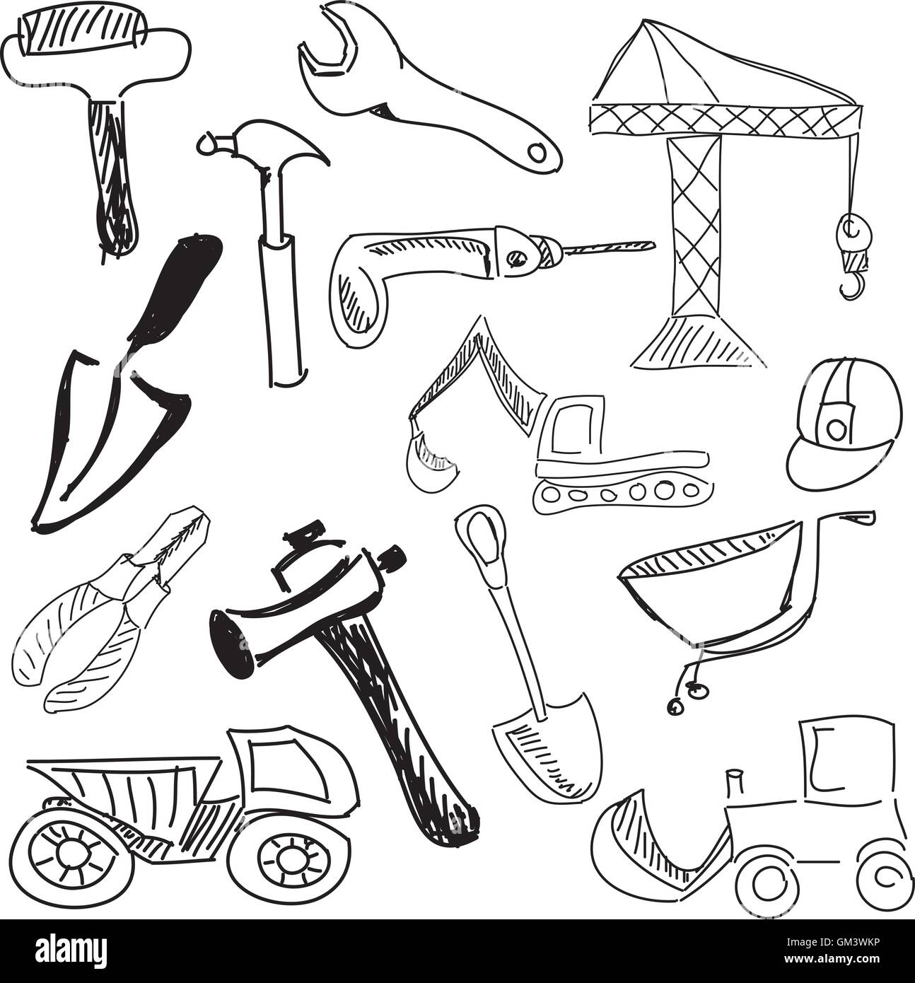 Drawn tools on white Stock Vector Image & Art - Alamy