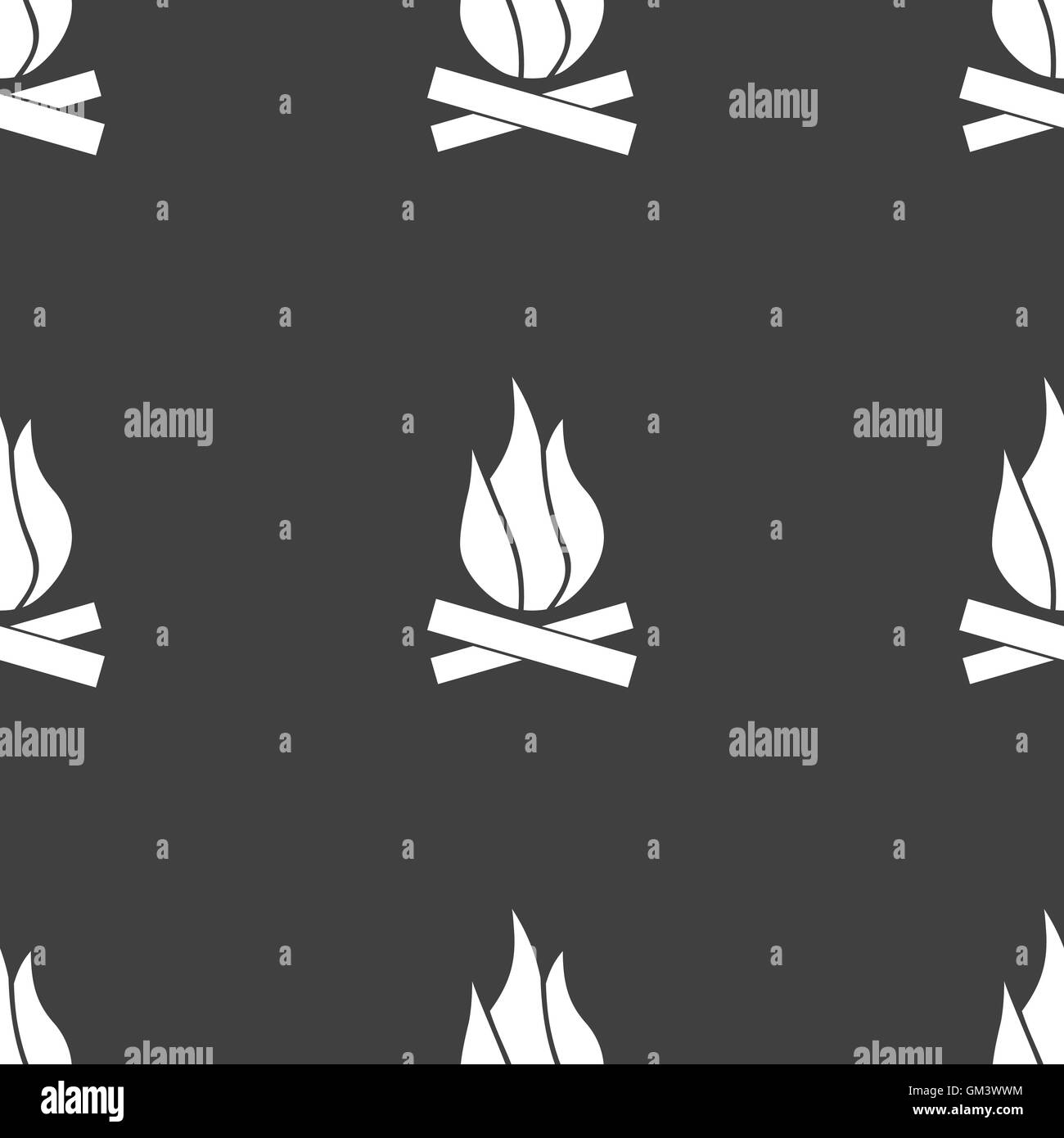 A fire icon sign. Seamless pattern on a gray background. Vector Stock ...