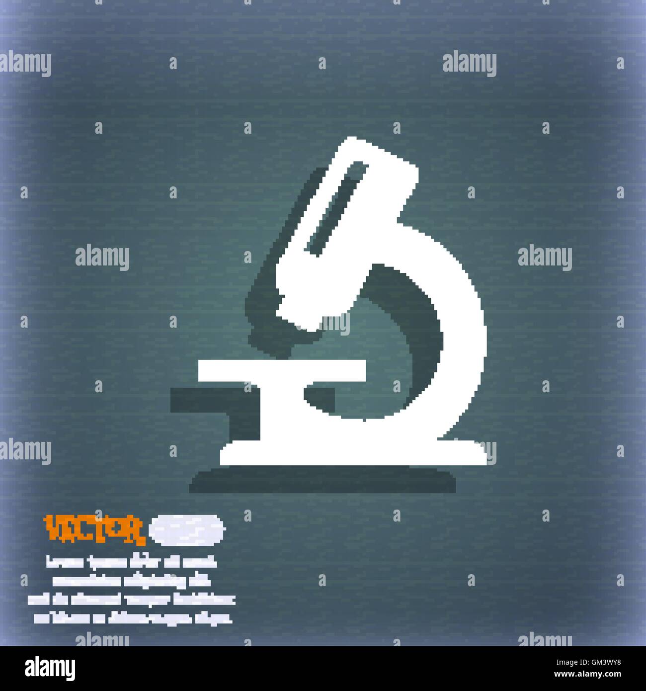 microscope icon symbol on the blue-green abstract background with ...