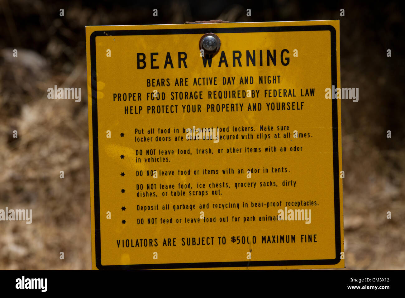 Bear warning sign, California. USA Stock Photo - Alamy