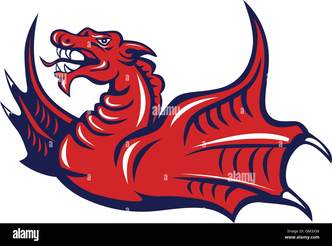 Chinese Red Dragon Angry Isolated Retro Stock Vector Image & Art - Alamy
