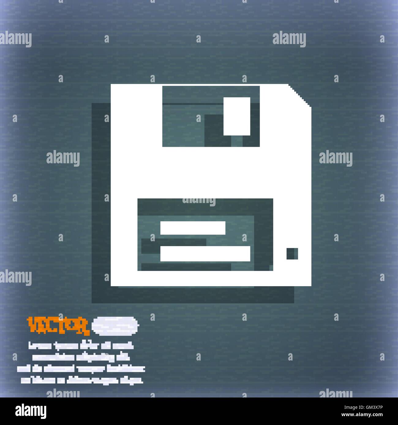 floppy icon symbol on the blue-green abstract background with shadow ...