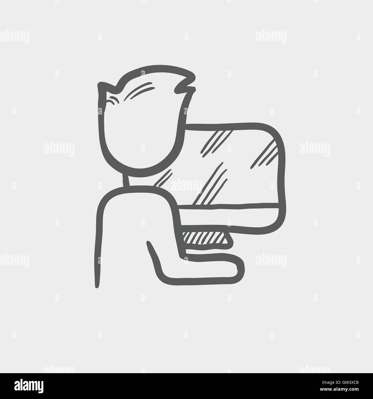 Cartoon man using computer in hi-res stock photography and images - Alamy