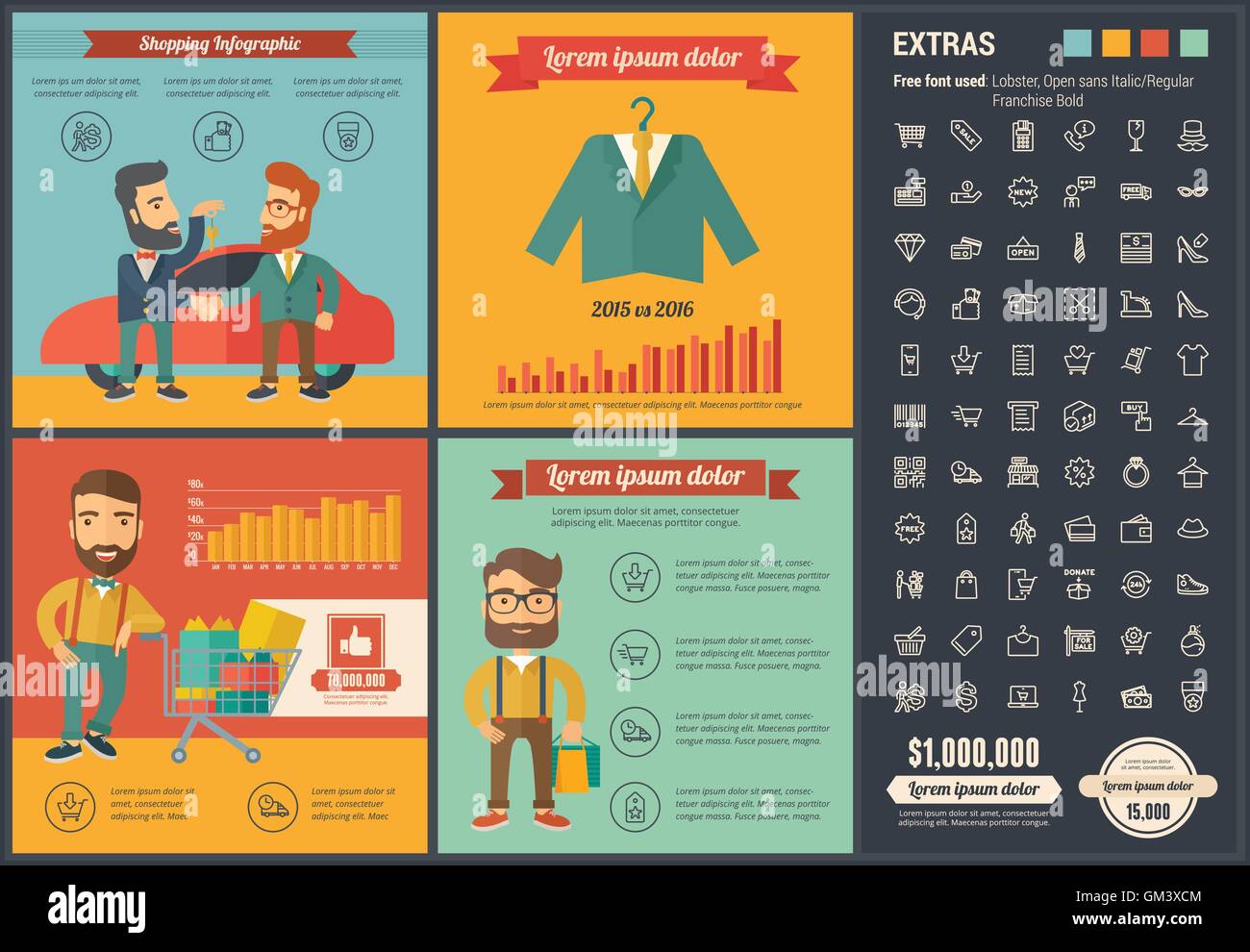 Shopping flat design Infographic Template Stock Vector Image & Art - Alamy