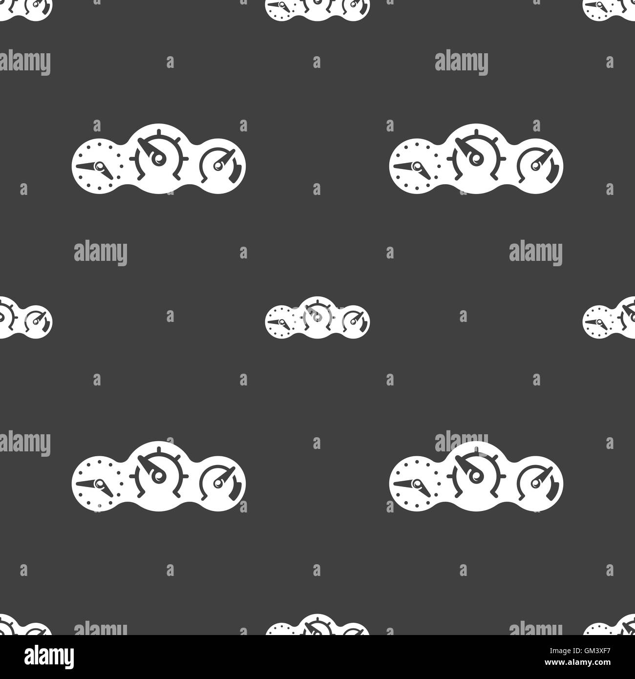 speed, speedometer icon sign. Seamless pattern on a gray background ...