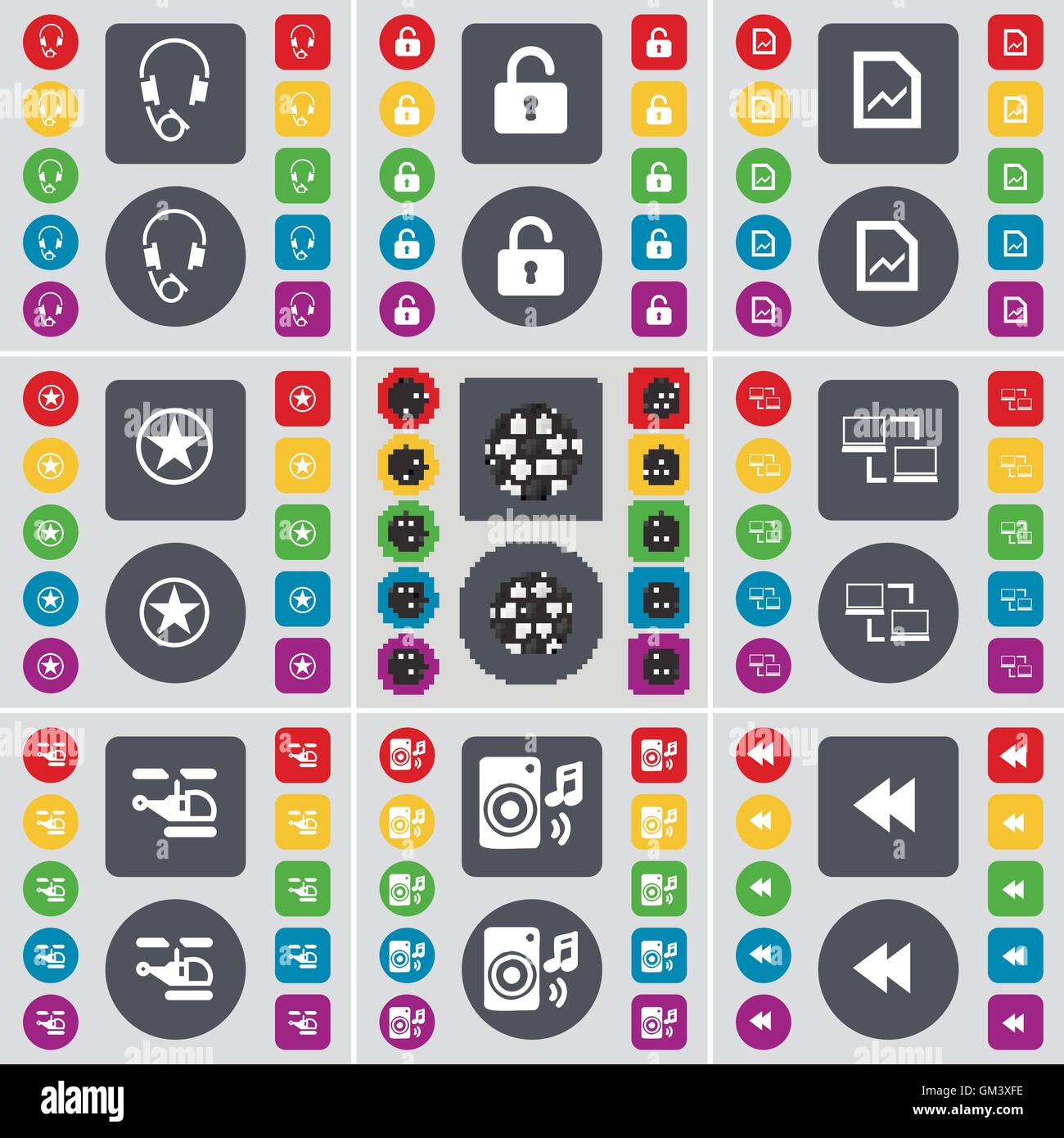 Headphones, Lock, Graph file, Star, Ball, Connection, Helicopter ...