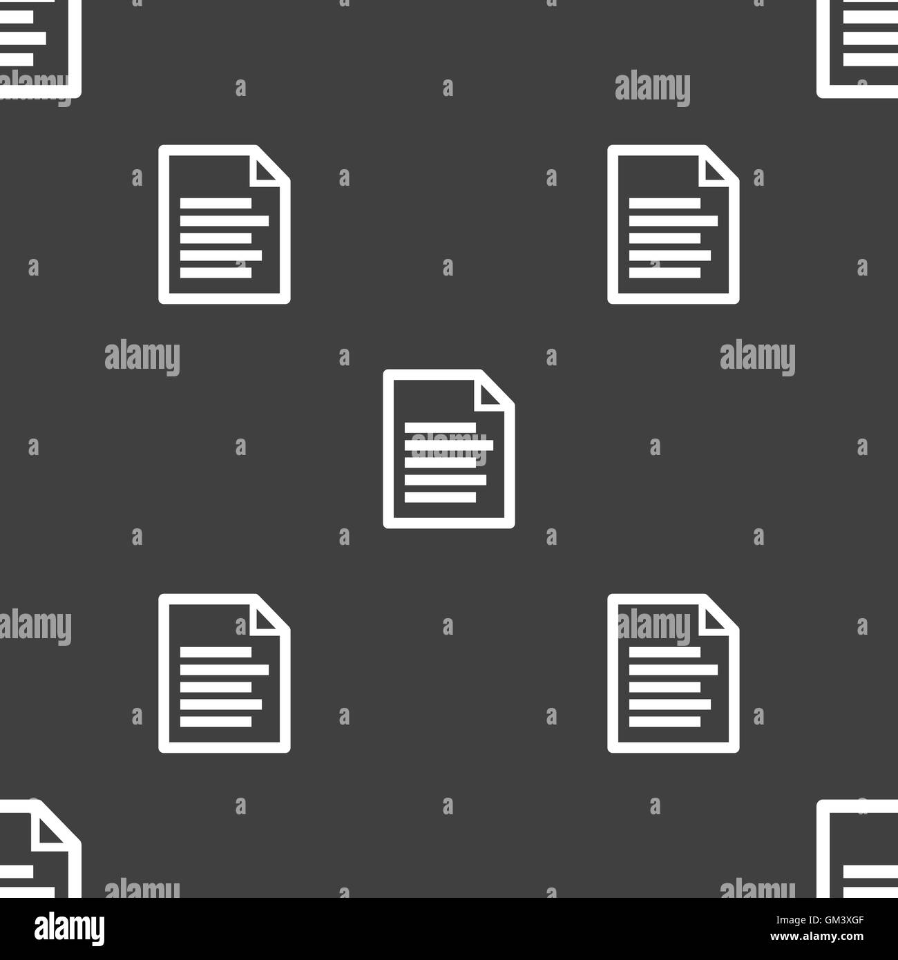 Text file icon sign. Seamless pattern on a gray background. Vector ...