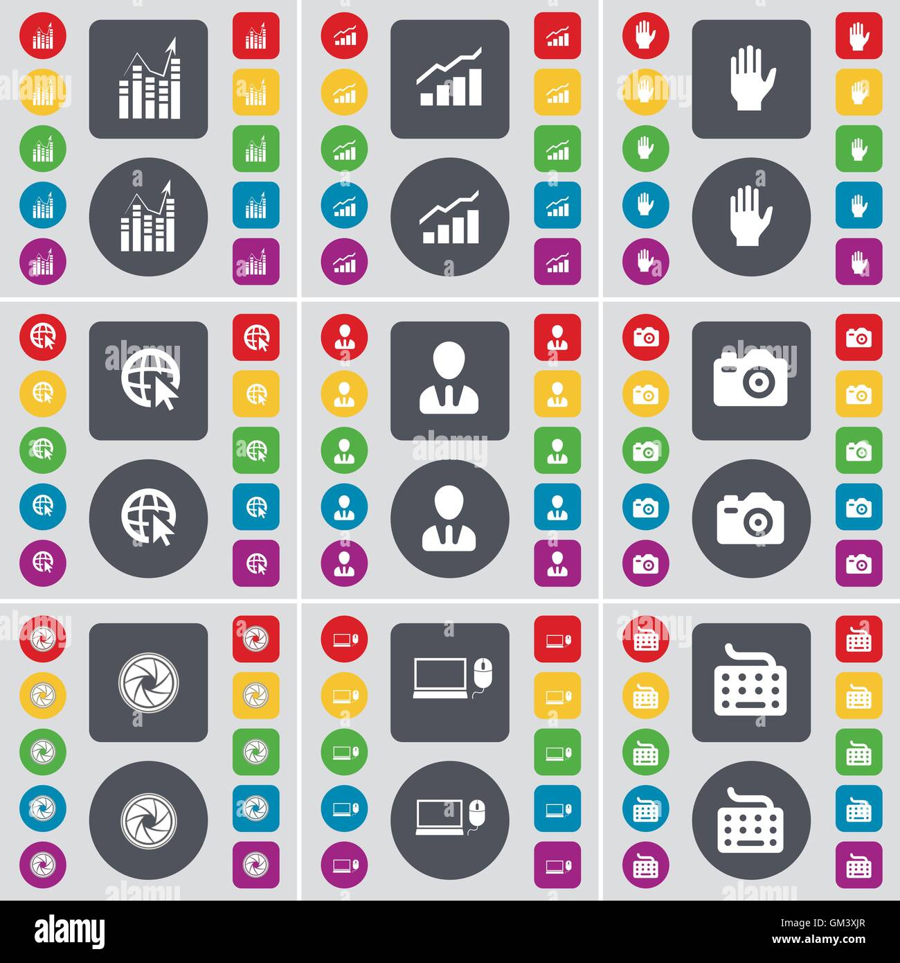 Graph, Hand, Web cursor, Avatar, Camera, Lens, Laptop, Keyboard icon ...