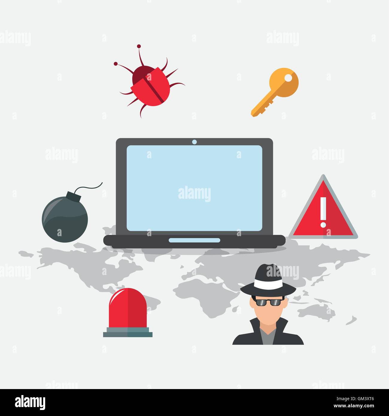 Hacker alarm laptop cyber Stock Vector Images - Alamy