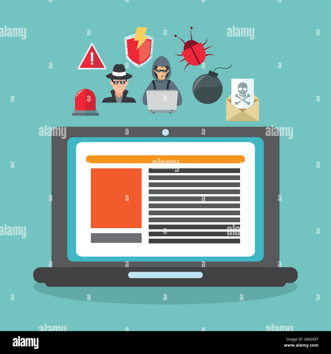 Hacker alarm laptop cyber Stock Vector Images - Alamy
