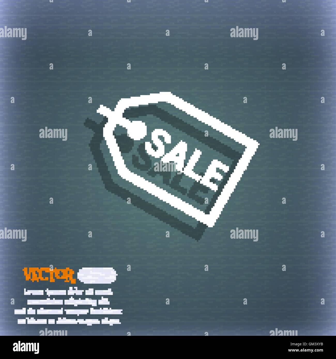 Sale icon symbol on the blue-green abstract background with shadow and ...