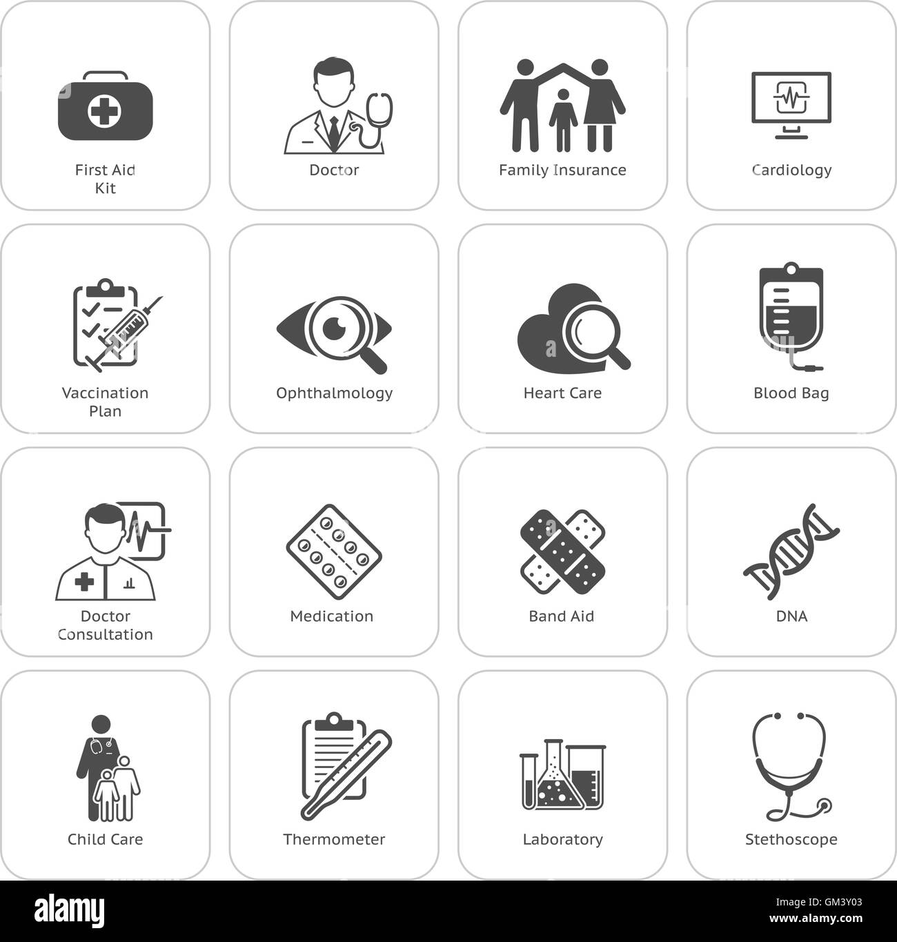 Medical and Health Care Icons Set. Flat Design Stock Vector Image & Art ...