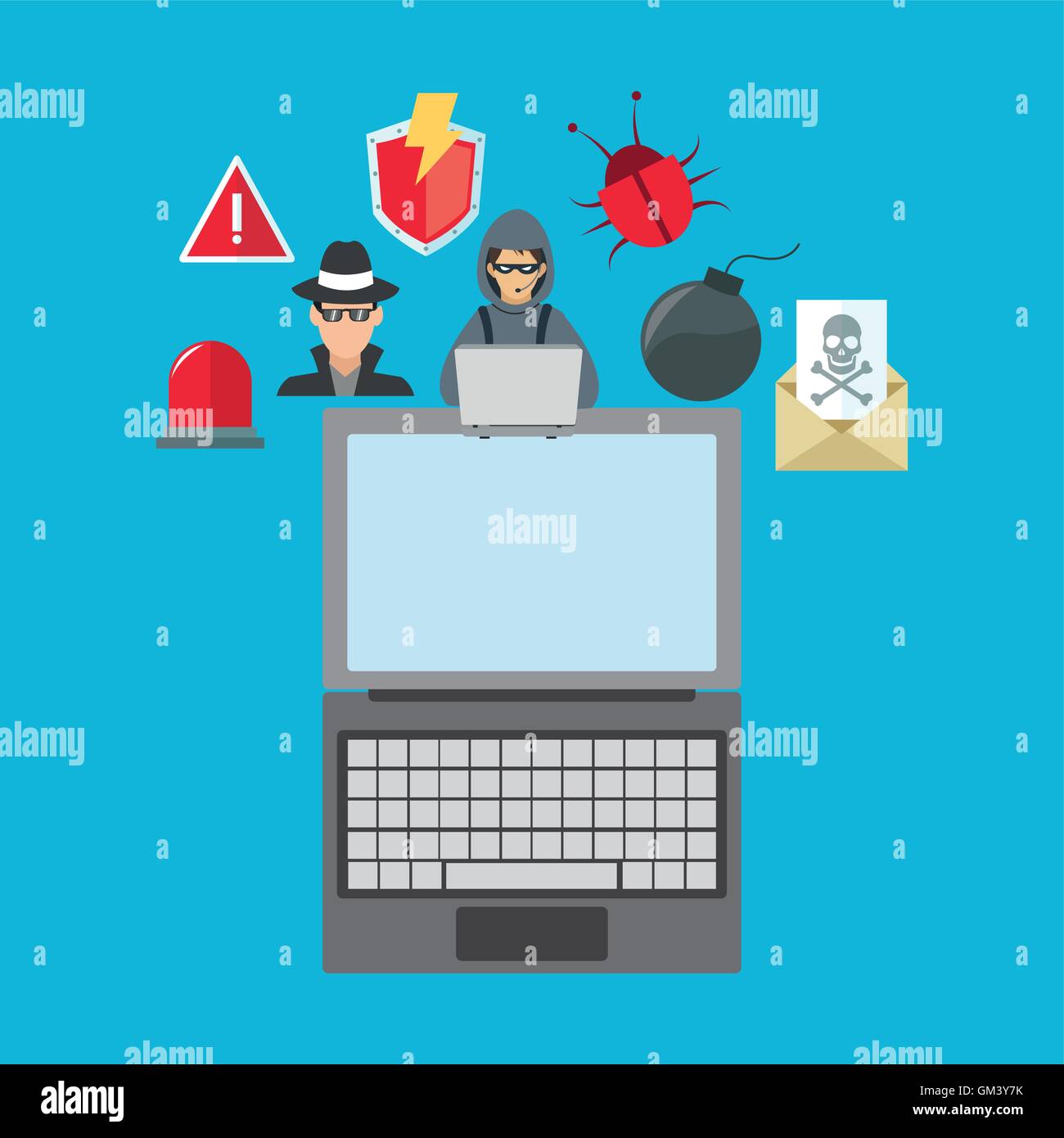 Hacker alarm laptop cyber Stock Vector Images - Alamy