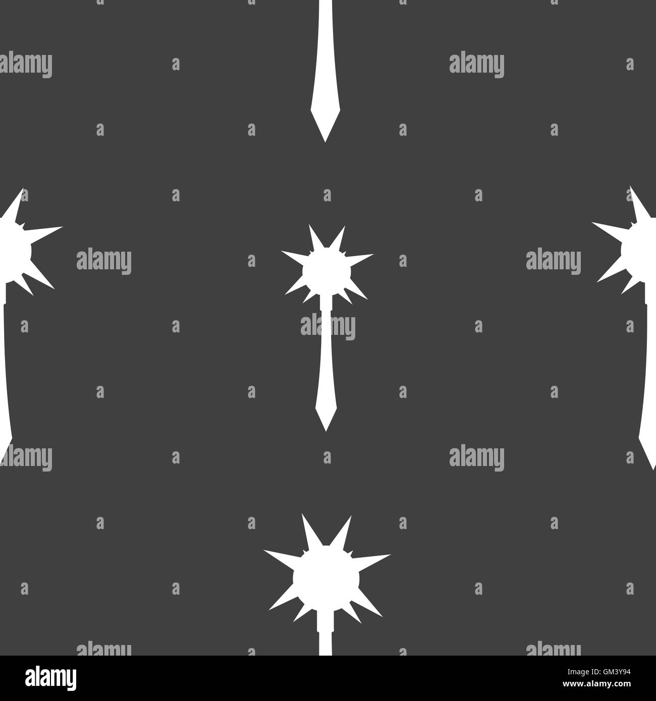 Mace icon sign. Seamless pattern on a gray background. Vector Stock ...