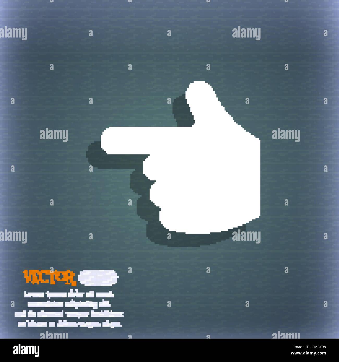 pointing hand icon symbol on the blue-green abstract background with ...