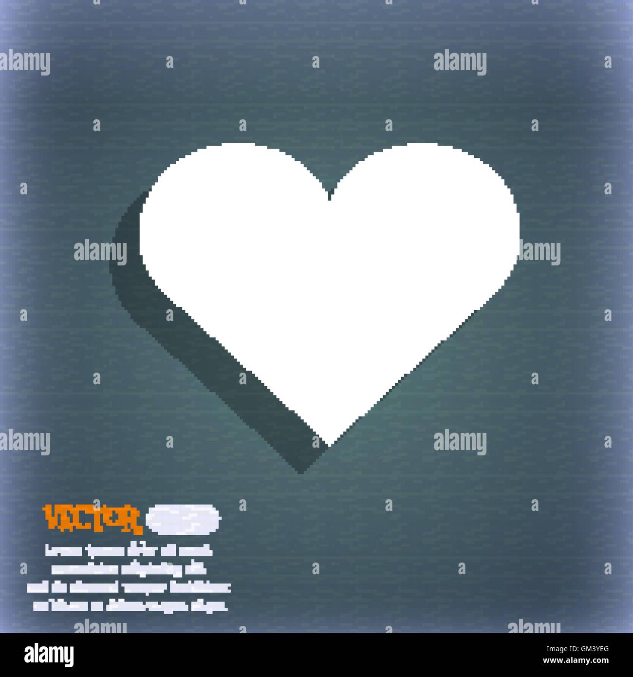 Heart, Love icon symbol on the blue-green abstract background with ...
