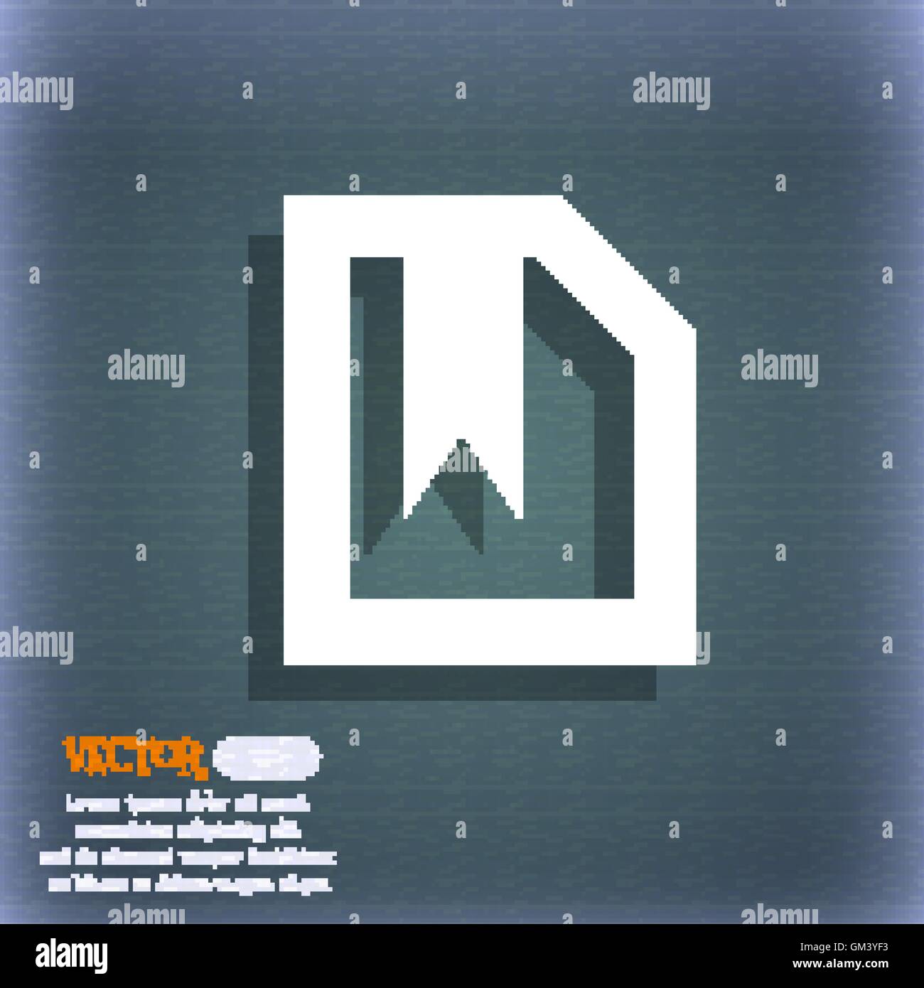 bookmark icon symbol on the blue-green abstract background with shadow ...