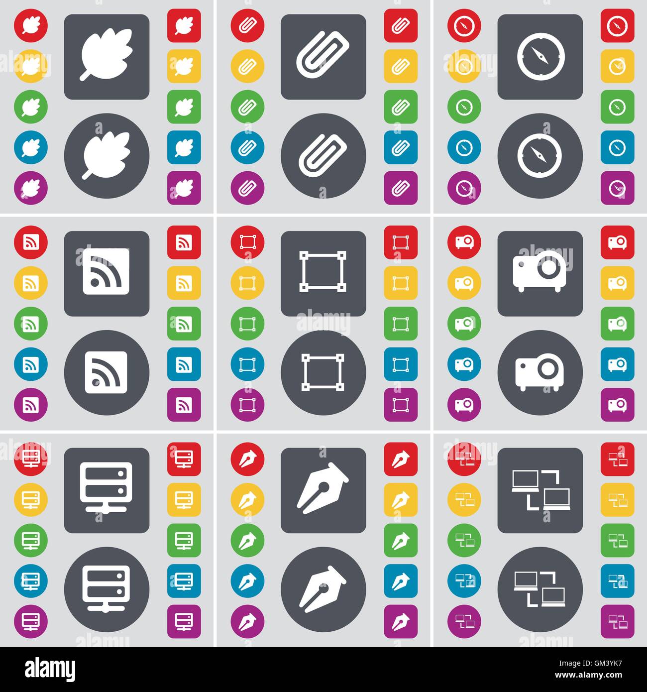 Leaf, Clip, Compass, RSS, Frame, Project, Server, Inkpen, Connec icon ...