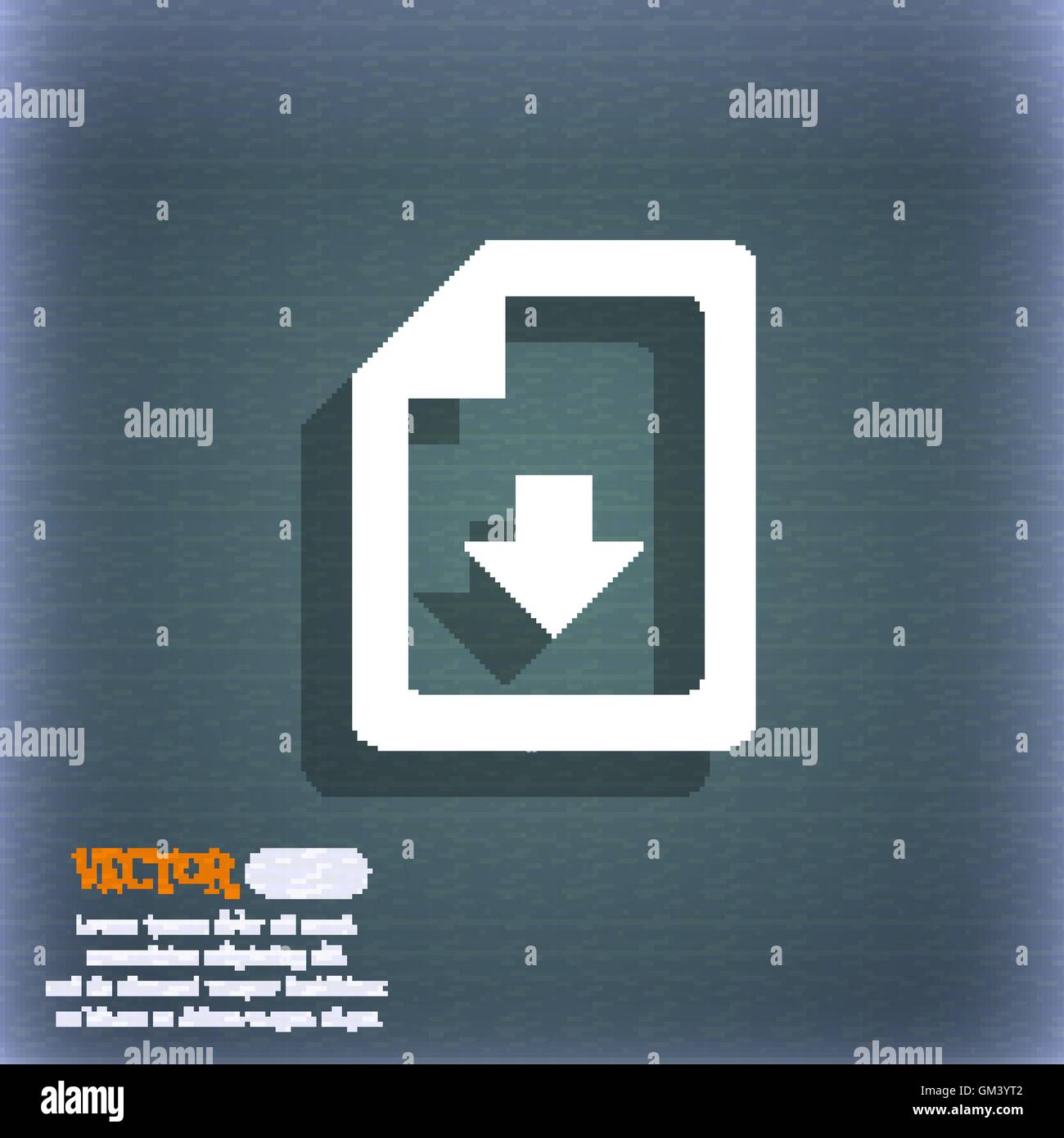 import, download file icon symbol on the blue-green abstract background ...