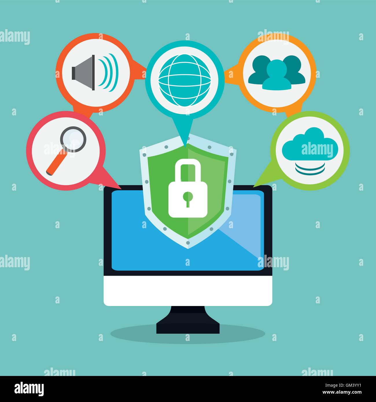Computer Cyber Security System Design Stock Vector Image And Art Alamy
