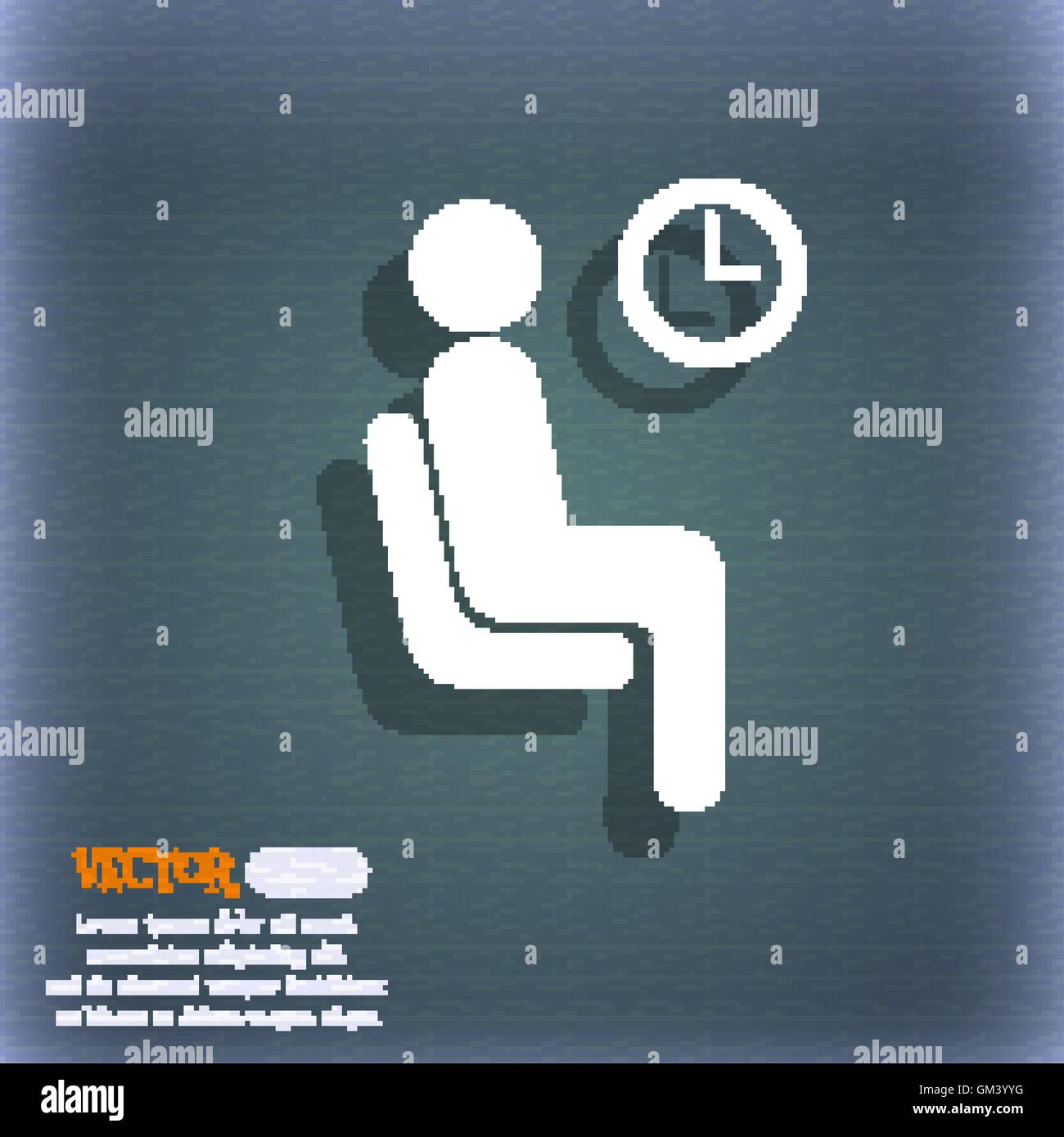 waiting icon symbol on the blue-green abstract background with shadow ...