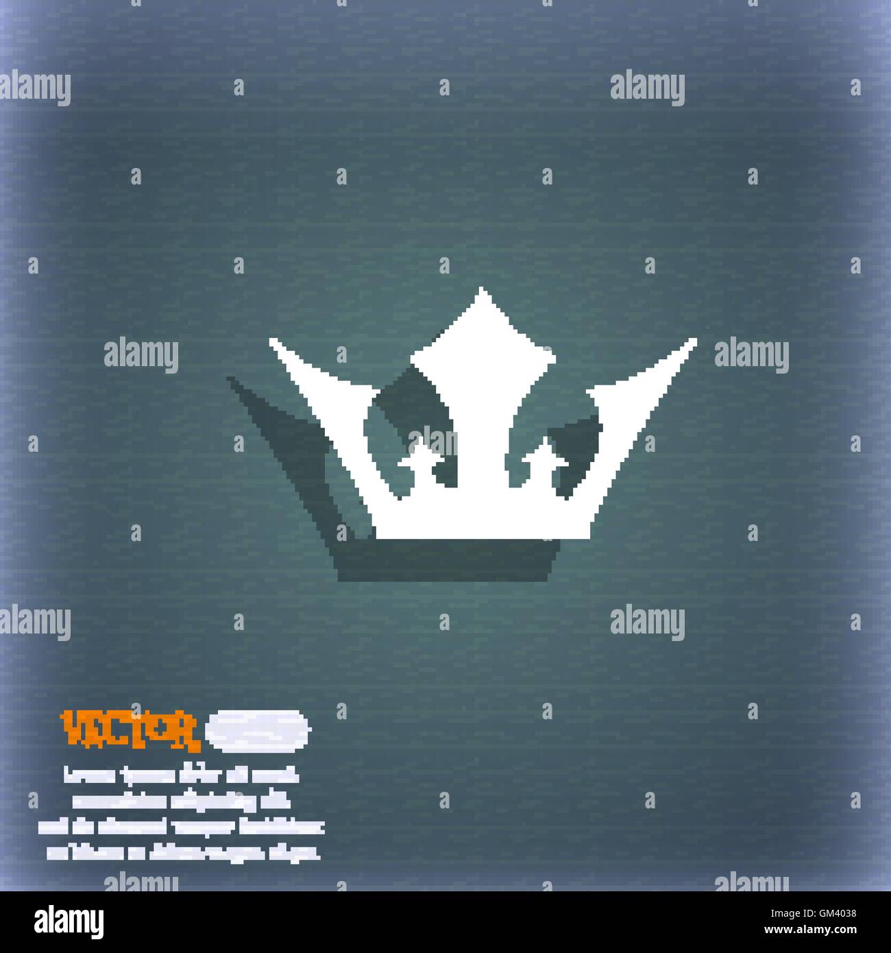Crown icon symbol on the blue-green abstract background with shadow and ...