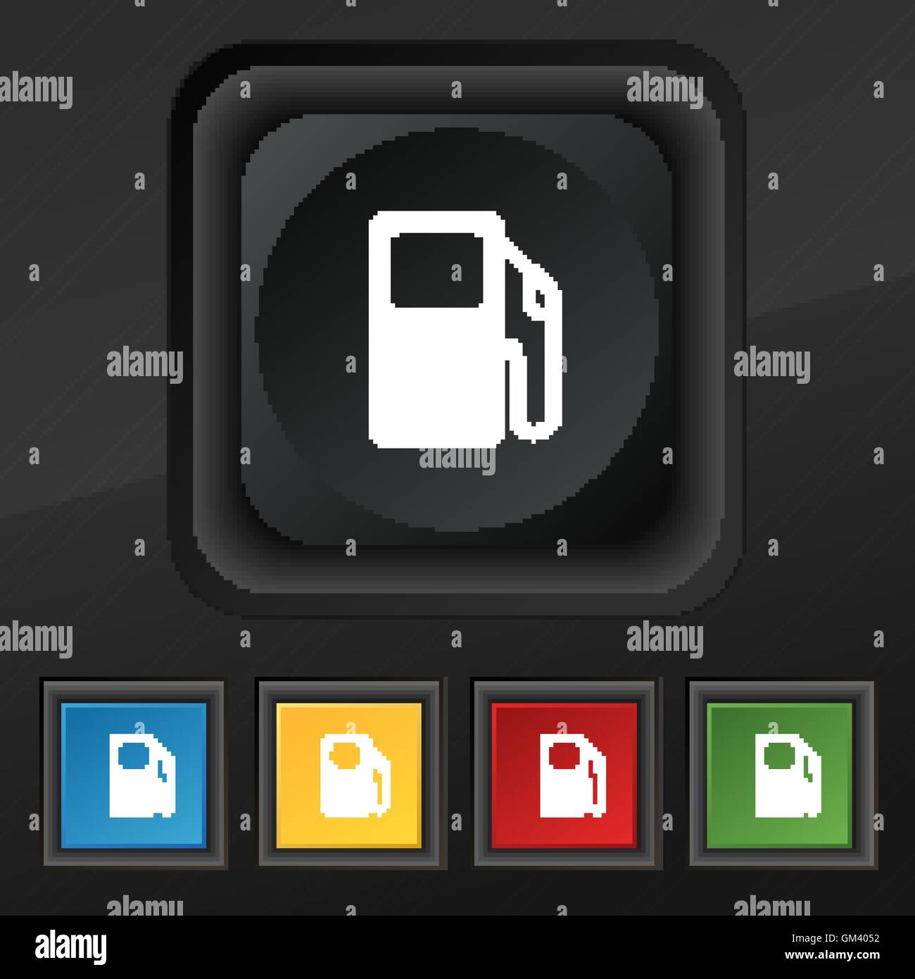 Auto gas station icon symbol. Set of five colorful, stylish buttons on ...