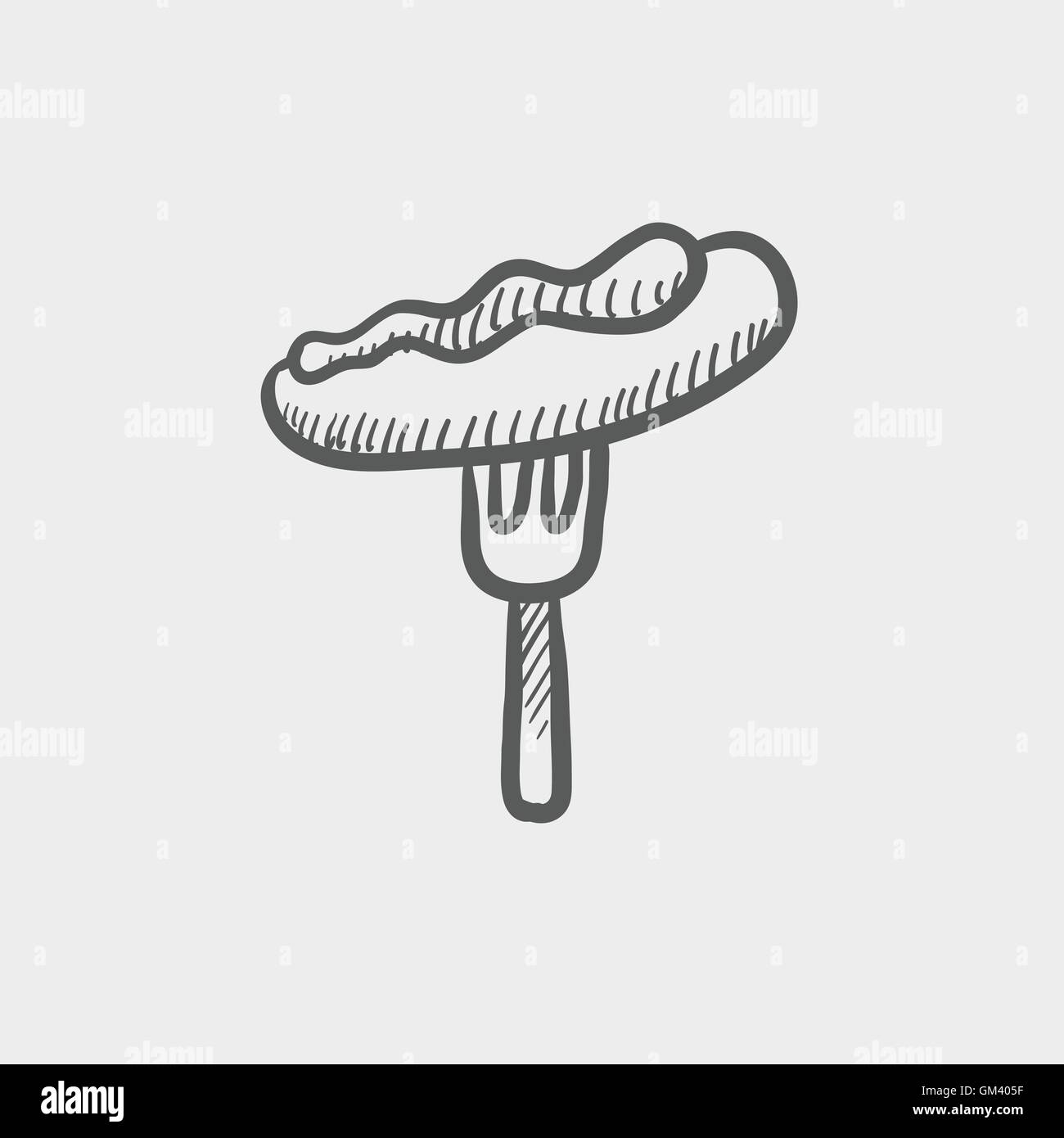 Cooking sausage on fork Stock Vector Images - Alamy